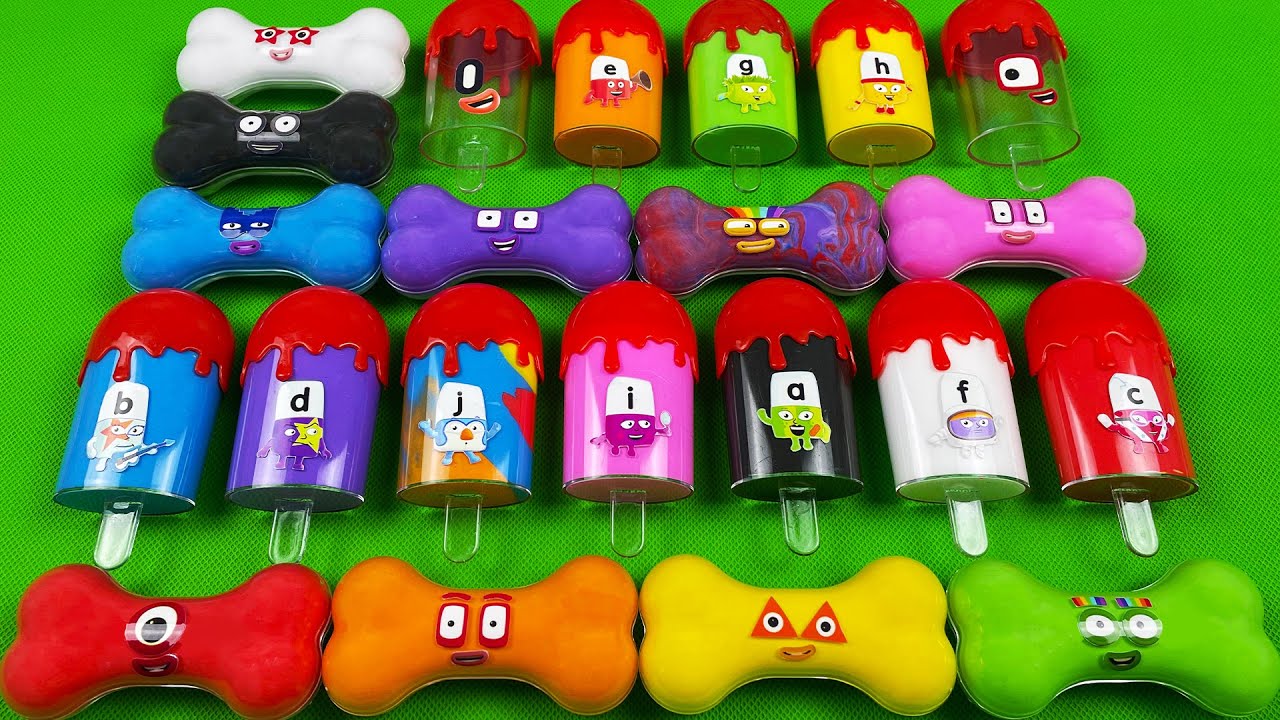Numberblocks and Alphablocks - Satisfying Clay With Ice Cream & Bones ...