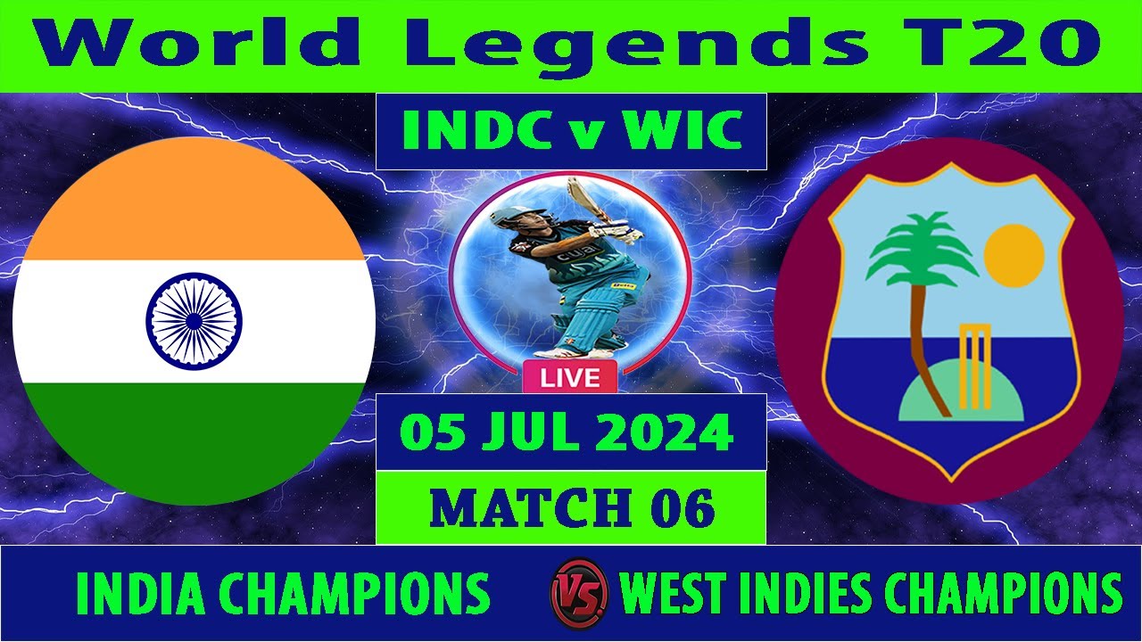 India Champions vs West Indies Champions | INDC vs WIC | World Legends ...