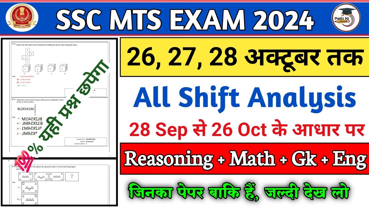 SSC MTS 25 Oct 1st Shift Analysis 2024 | SSC MTS EXAM Analysis 2024 ...