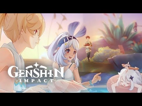Genshin Impact: Traveler and Paimon's Hot Spring Adventure with Mualani ...