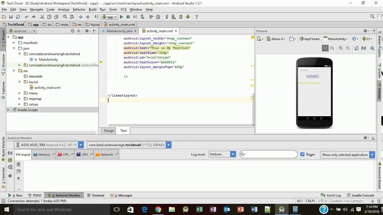 Lesson 10 (Android Studio) Setup EditText and TextView Objects into ... Lesson 10 (Android Studio) Setup EditText and TextView Objects into ...