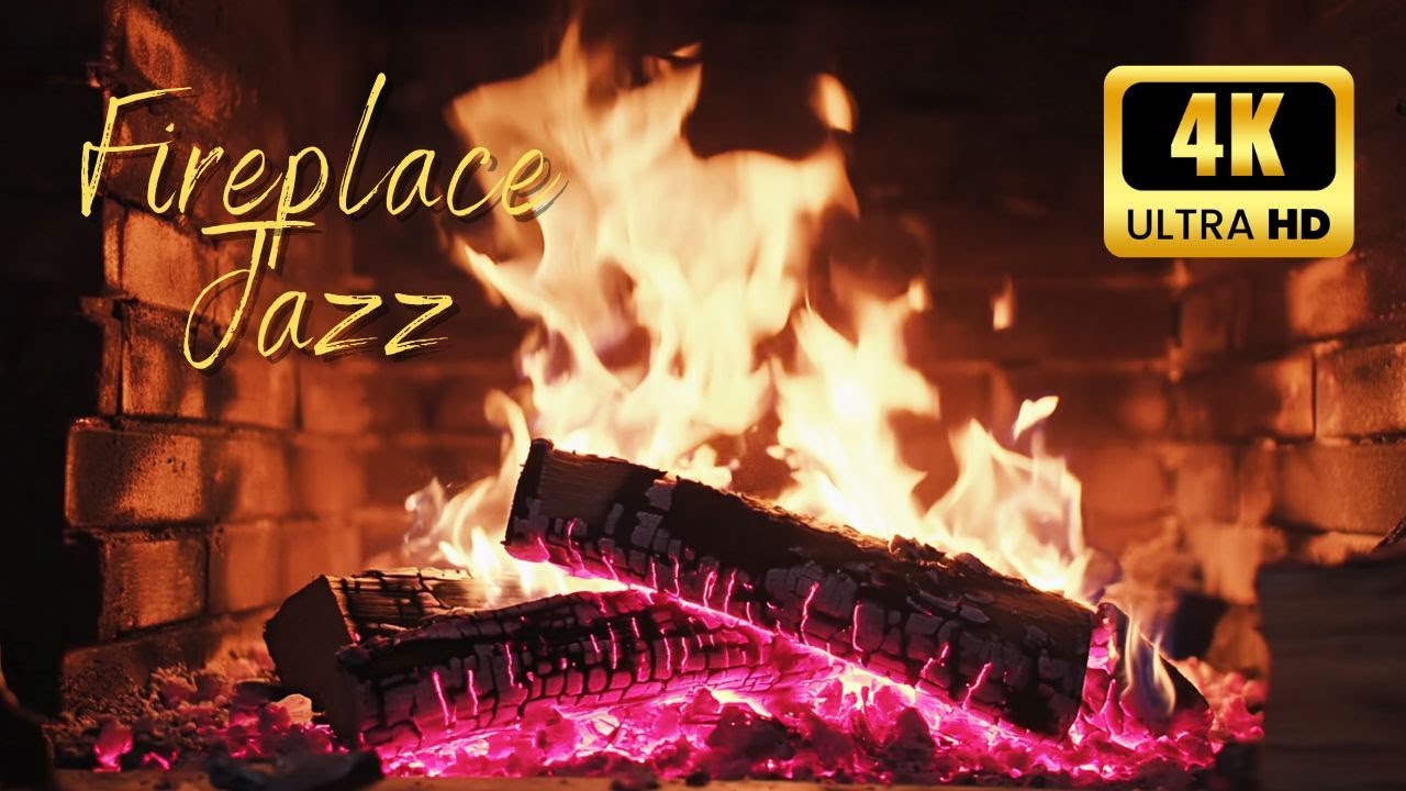 🔥 Crackling Fireplace & Smooth Jazz Music Ambience - 4K Cozy Night Jazz ...