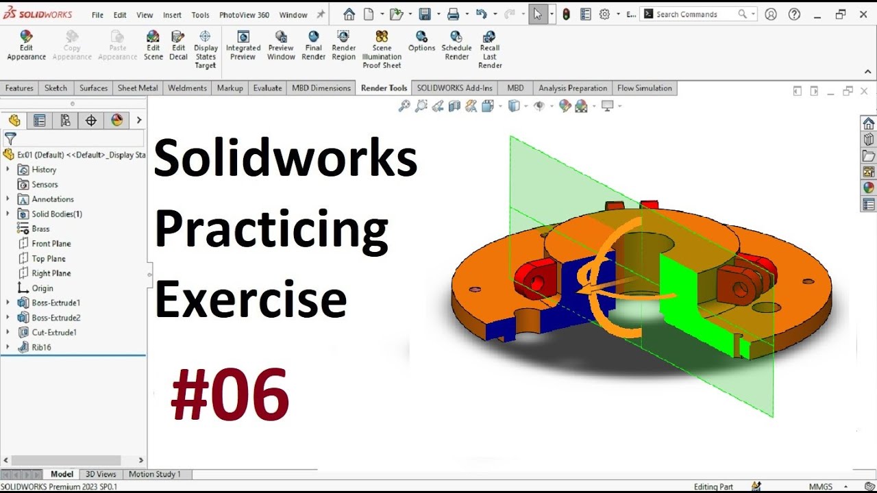 06 Solidworks Practice Exercise | Reference Geometry| Plane at angle ...