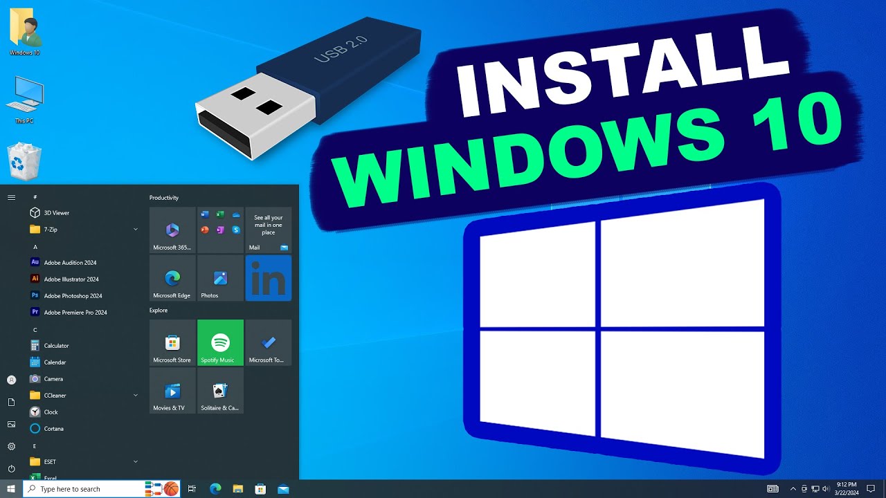 How to Install WINDOWS 10 PRO 64-bit for Beginner - YouTube
