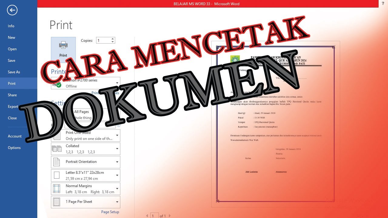 Tutorial Cara Mencetak Dokument untuk Pemula - YouTube