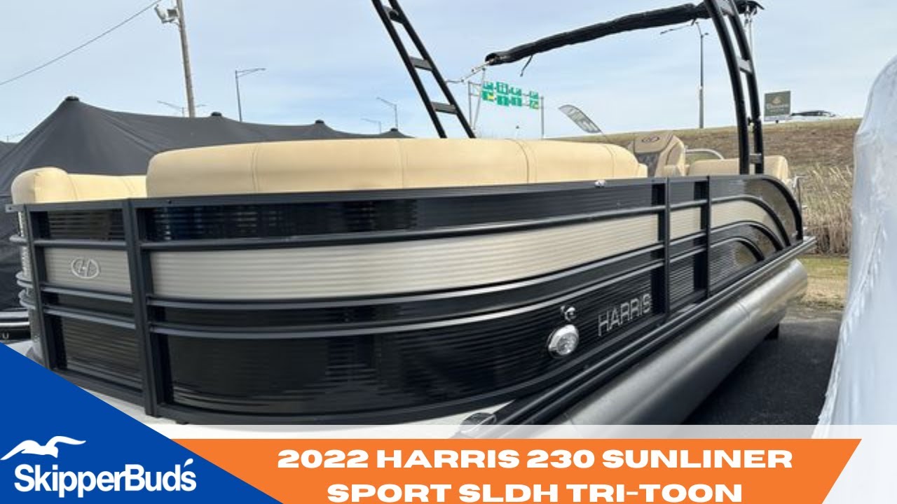 2022 Harris 230 Sunliner Sport SLDH Tritoon Tour SkipperBud's - YouTube