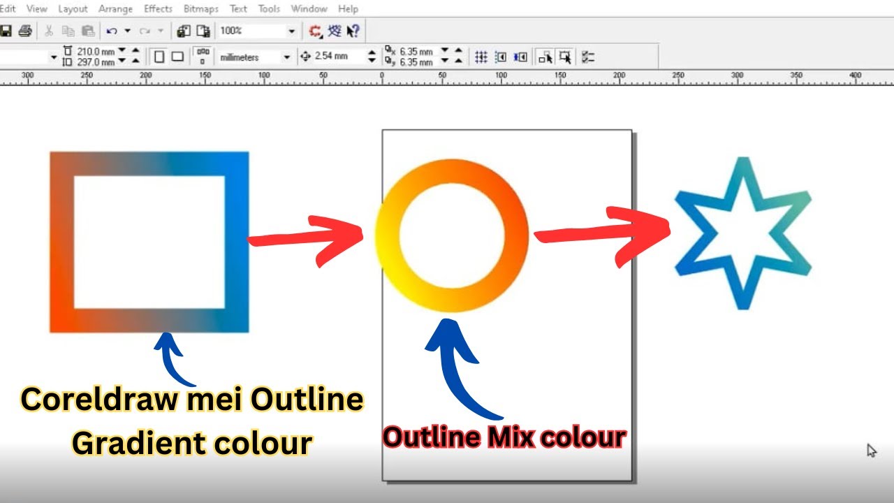 Coreldraw me border ya outline me gradient colour kaise fill kare|how to fill gradient colour ...