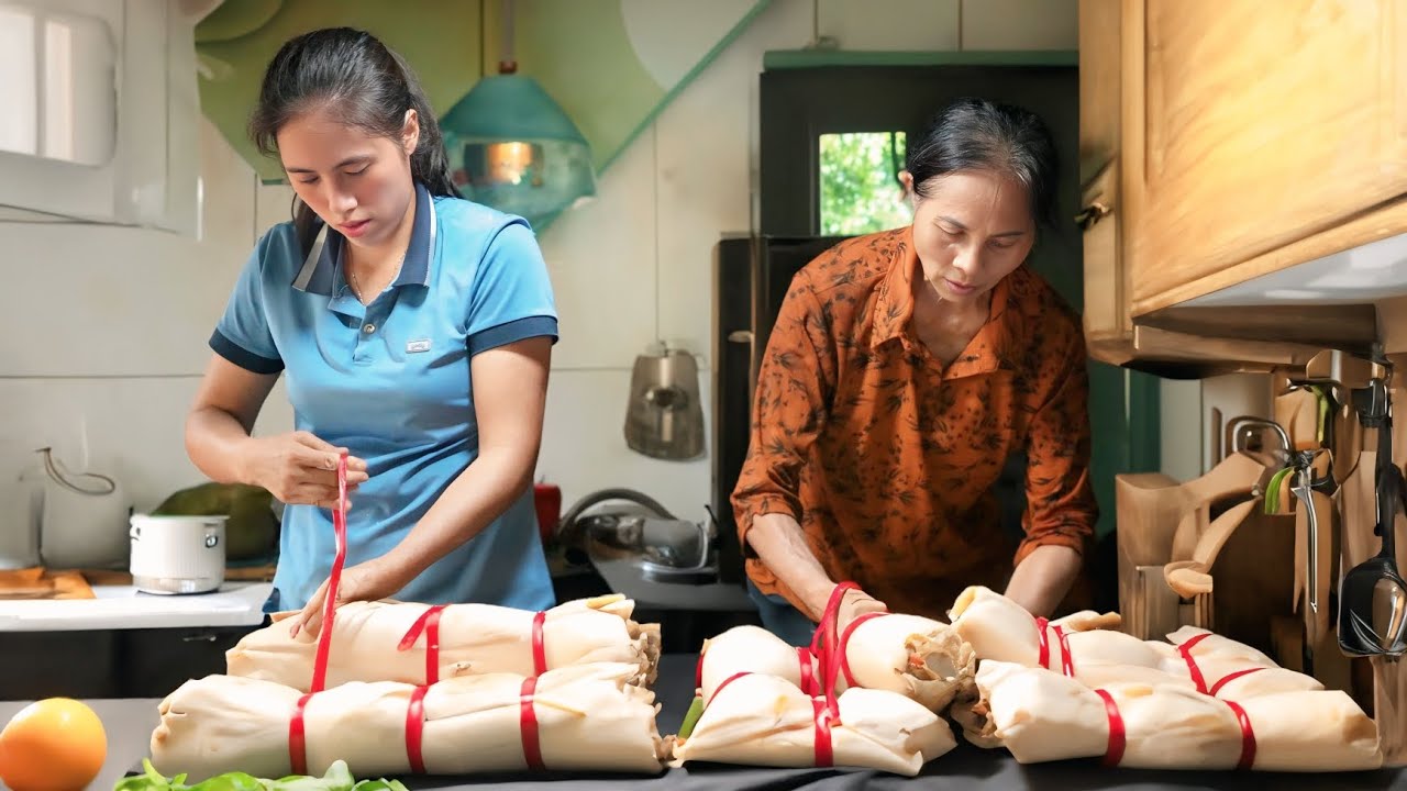 Once again, mother-in-law and daughter-in-law join forces to create giant vegetarian hams. - YouTube