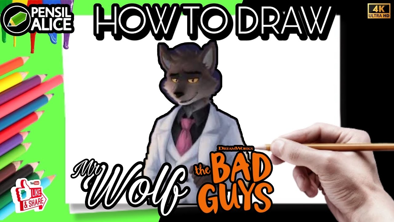 how to draw mr wolf the bad guys - YouTube