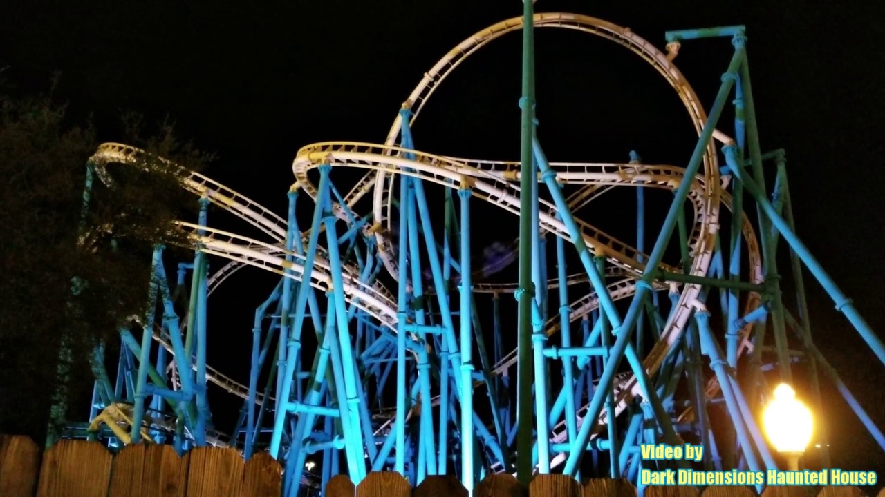 Poltergeist Extreme Roller Coaster at Night Time Six Flags Fiesta Texas ...