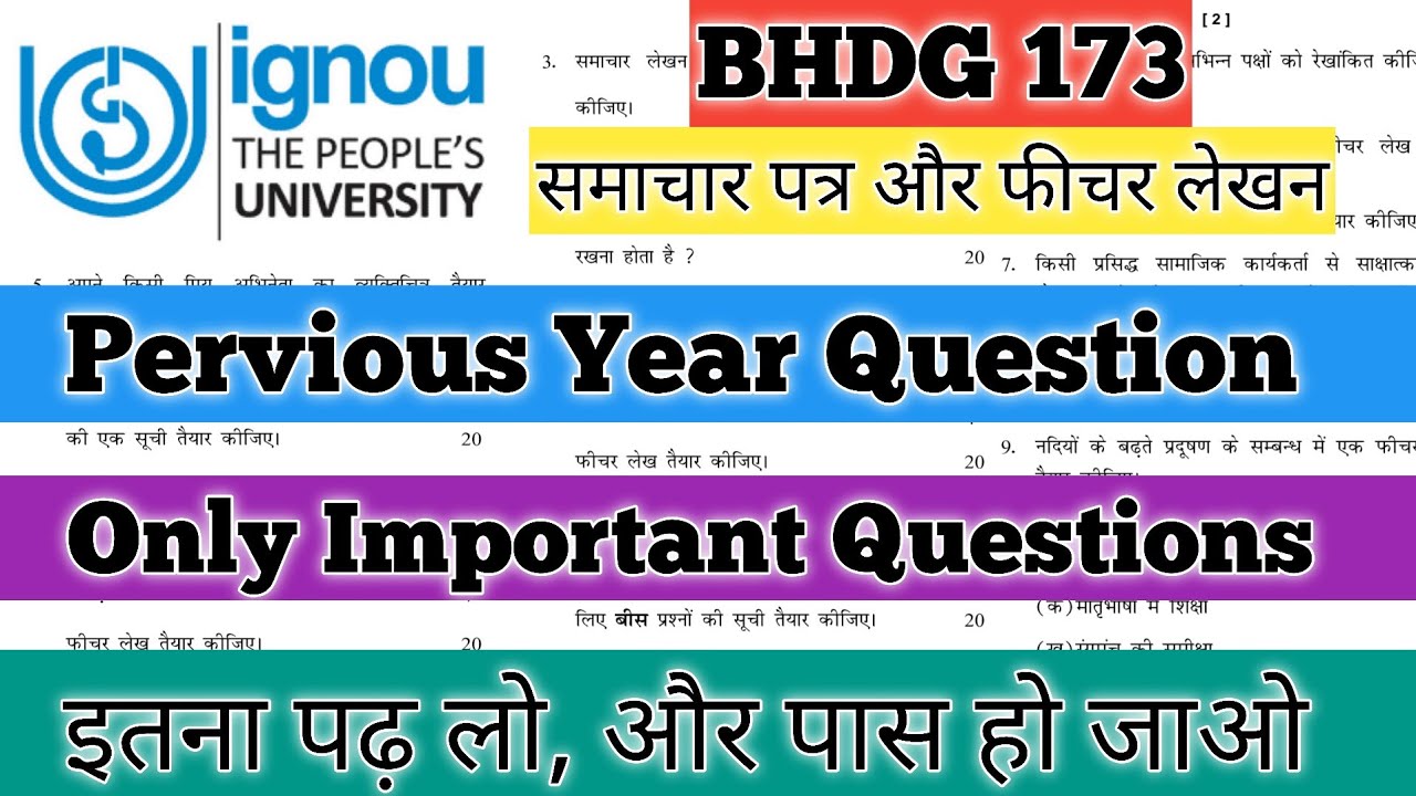 BHDG 173 Important Questions 2025 BHDG 173 Important Questions December ...