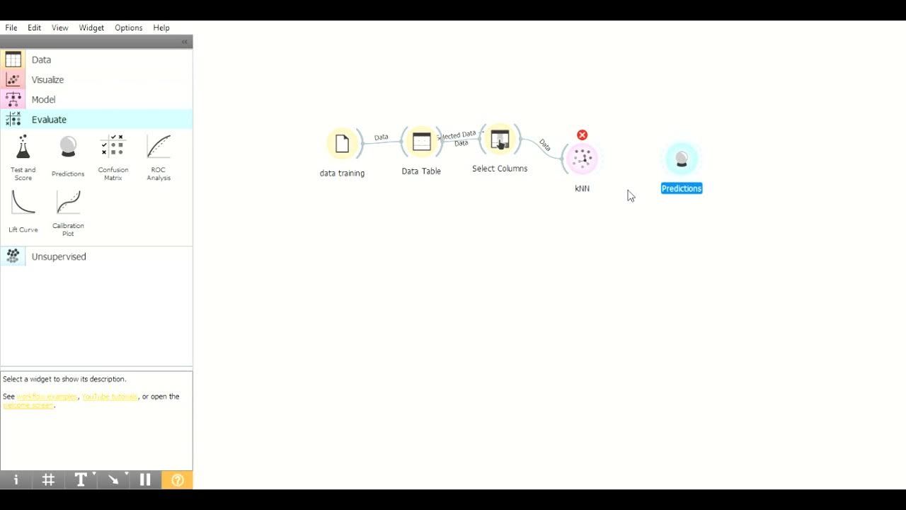 Tutorial menghitung algoritma KNN menggunakan orange - YouTube