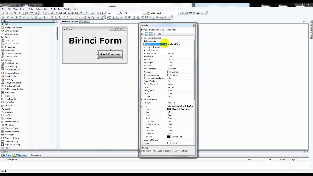 Windows Form Application İkinci Formu Açmak - YouTube