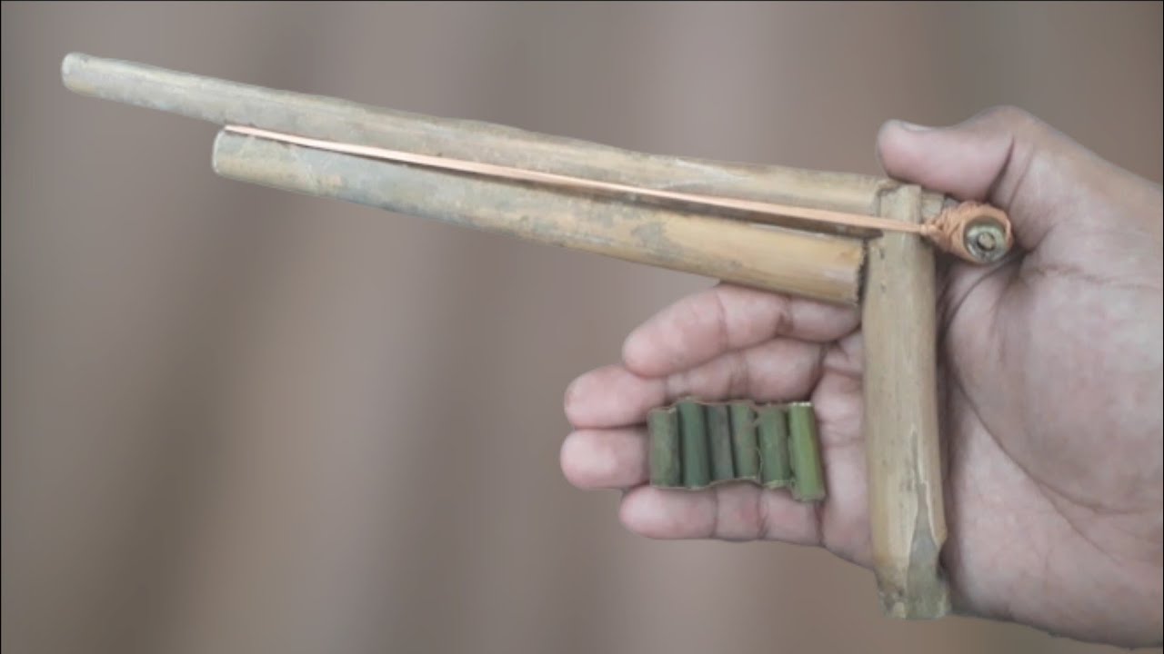 Cara Membuat Tembak Mainan Dari Bambu dan Karet Gelang - YouTube