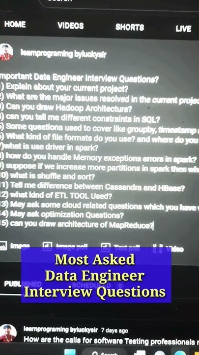 15 Data Engineer Interview Questions | @byluckysir #shorts - YouTube