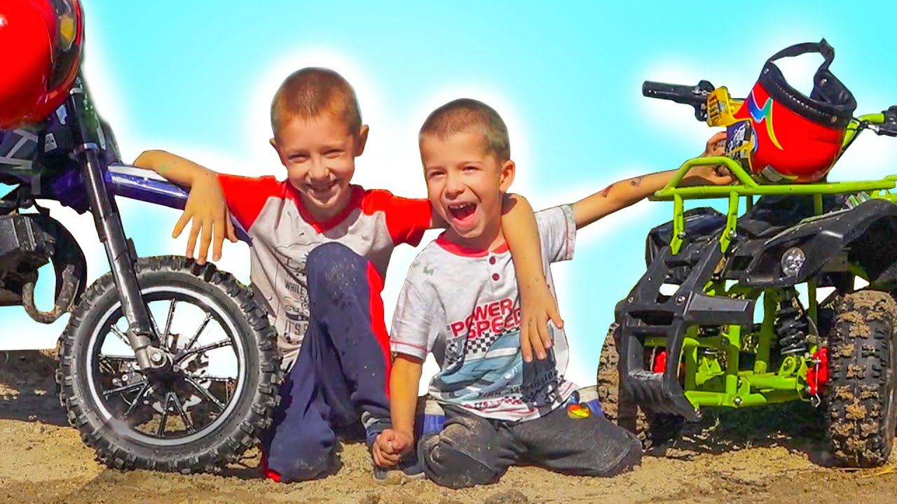 Damian and Darius Ride Bikes Water Riding Adventure - YouTube