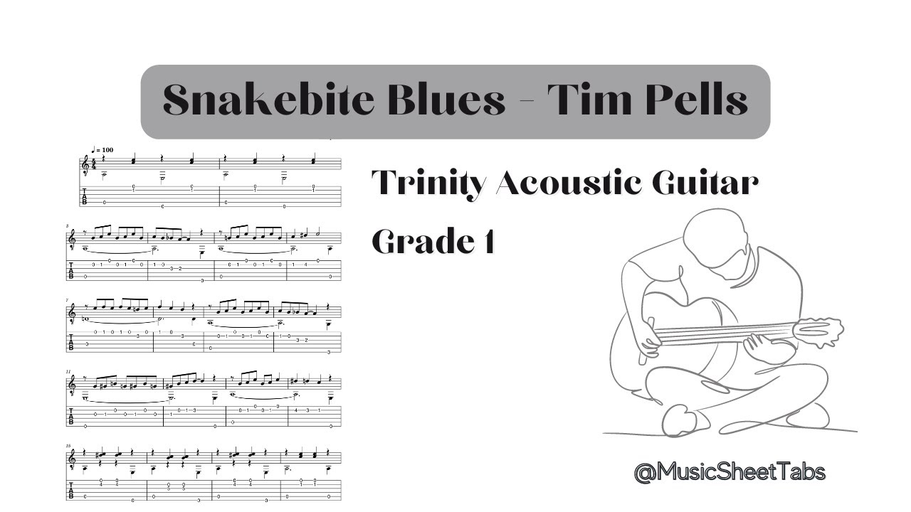 Snakebite Blues - Tim Pells | Trinity Grade 1 Exam | Guitar Music Sheet ...