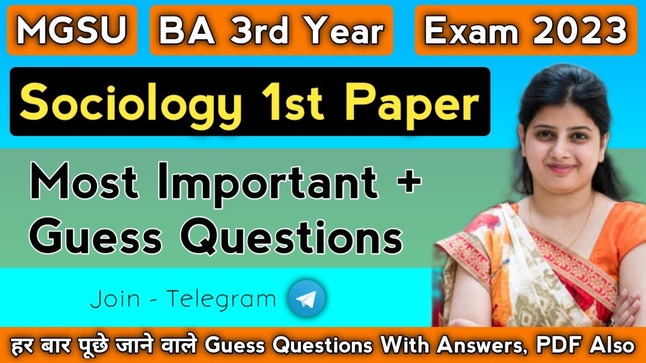 Sociology 1st Paper, BA 3rd Year, Most Imp. Questions, Exam 2023 ...