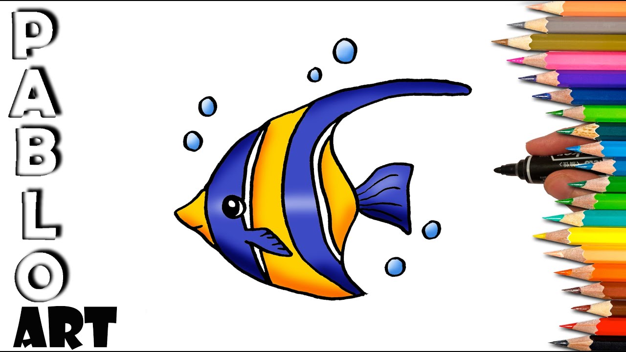How to draw Angelfish cartoon | Learn to Draw step by step - YouTube