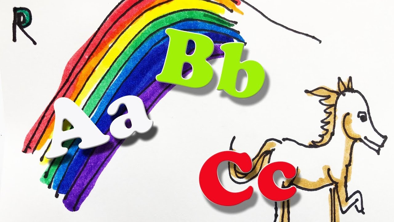 Drawing, Learning ABC Letter Alphabets using Crayola Color Markers ...
