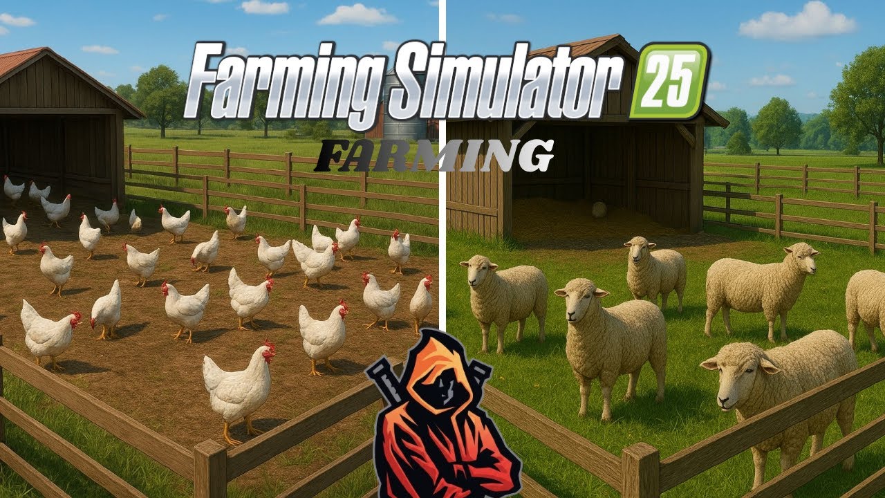 Farming chickens and sheep Farming simulator 25 - YouTube