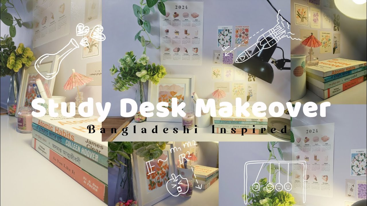 Asthetic study desk makeover 🌷| minimalist setup 🎀 || study vlog ...