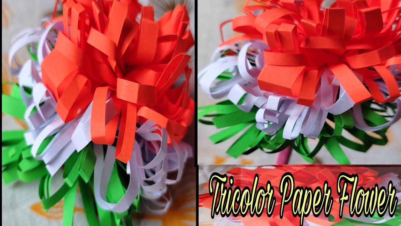Tricolour Paper Flower | Independence day Craft | Republic day craft ...