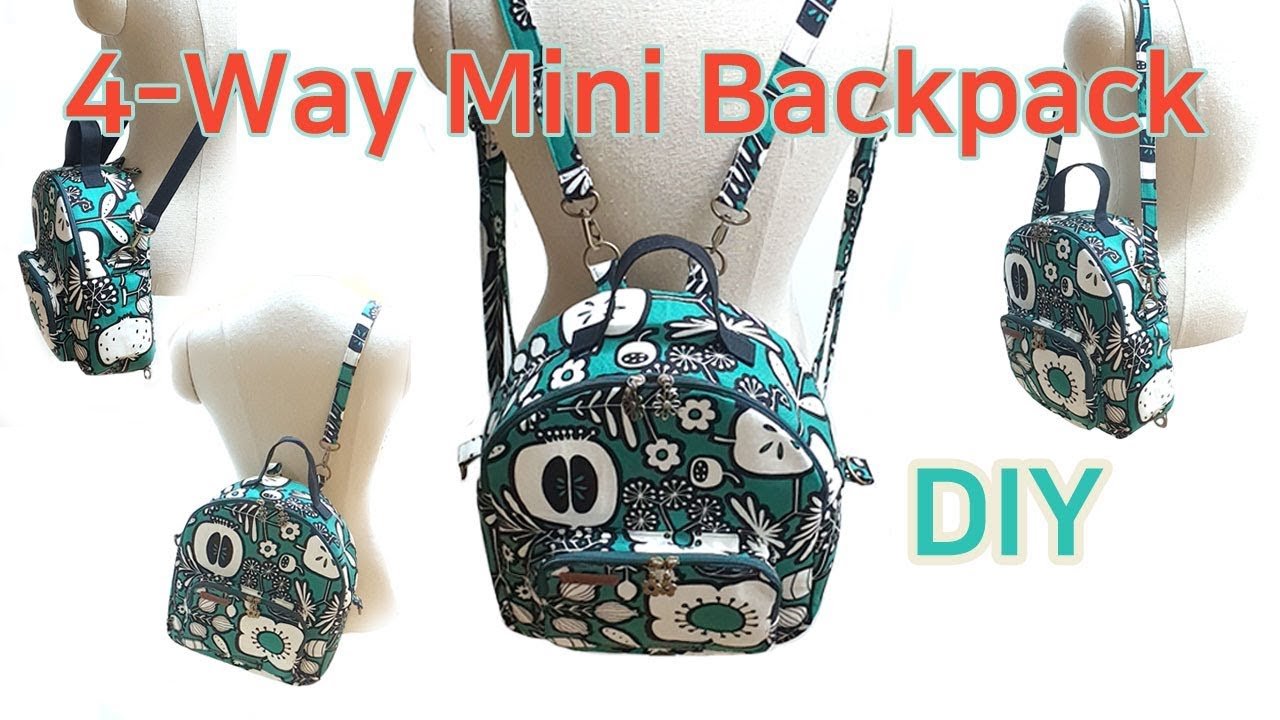 DIY 4-Way Mini Backpack/Mini Backpack tutorial/네가지로 사용할수 있는 미니백팩/백팩 만들기/Mini mochila tutorial ...
