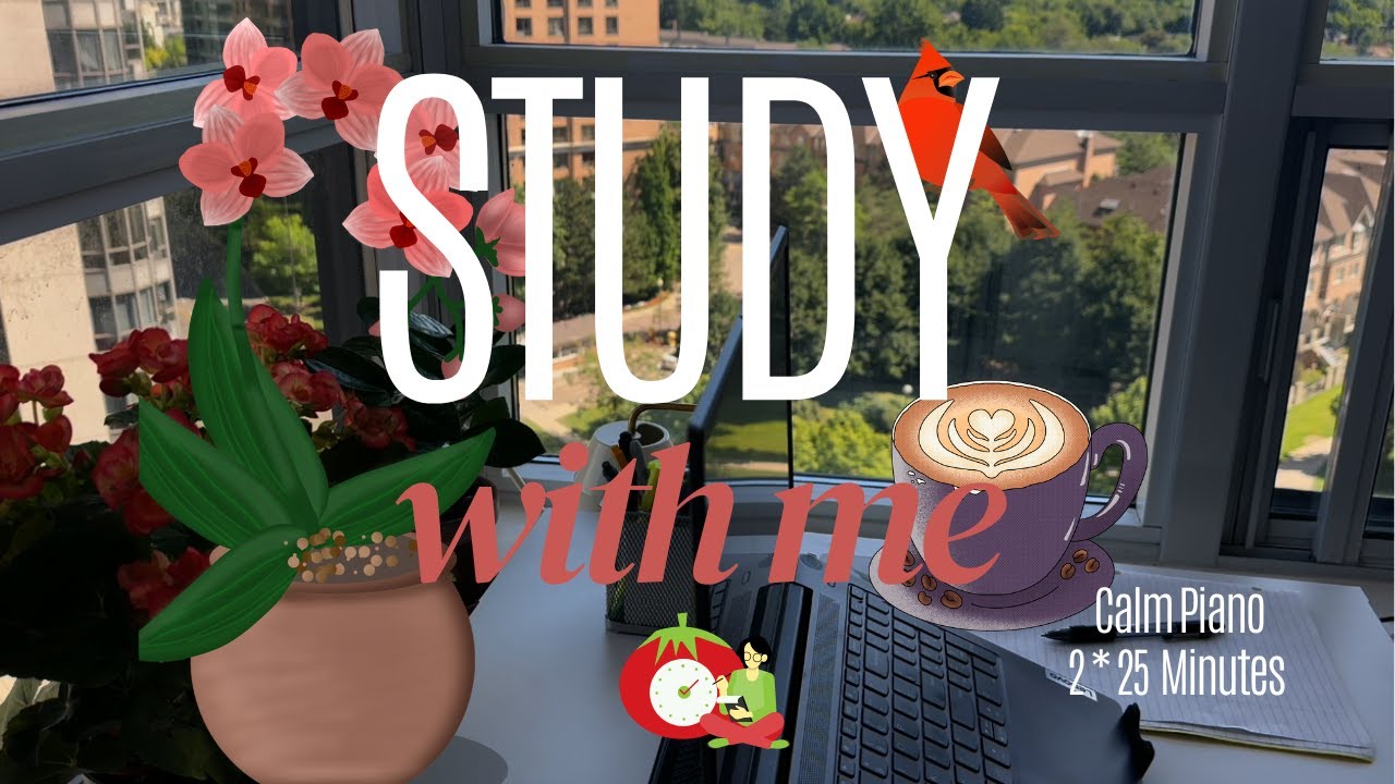 Study with Me | Pomodoro 25-5-25 | Calm Piano | Birds Sound #studywithme - YouTube
