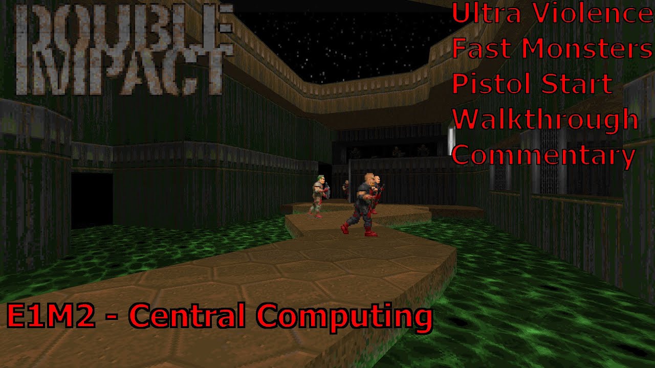 Doom: Double Impact (UV-Fast 100%) Walkthrough (E1M2: Central Computing ...