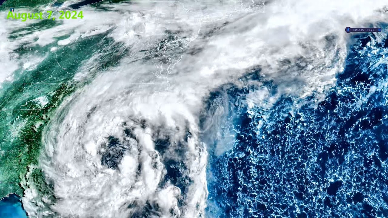 Hurricane, Tropical Storm Debby: August 2024 [Satellite Timelapse ...