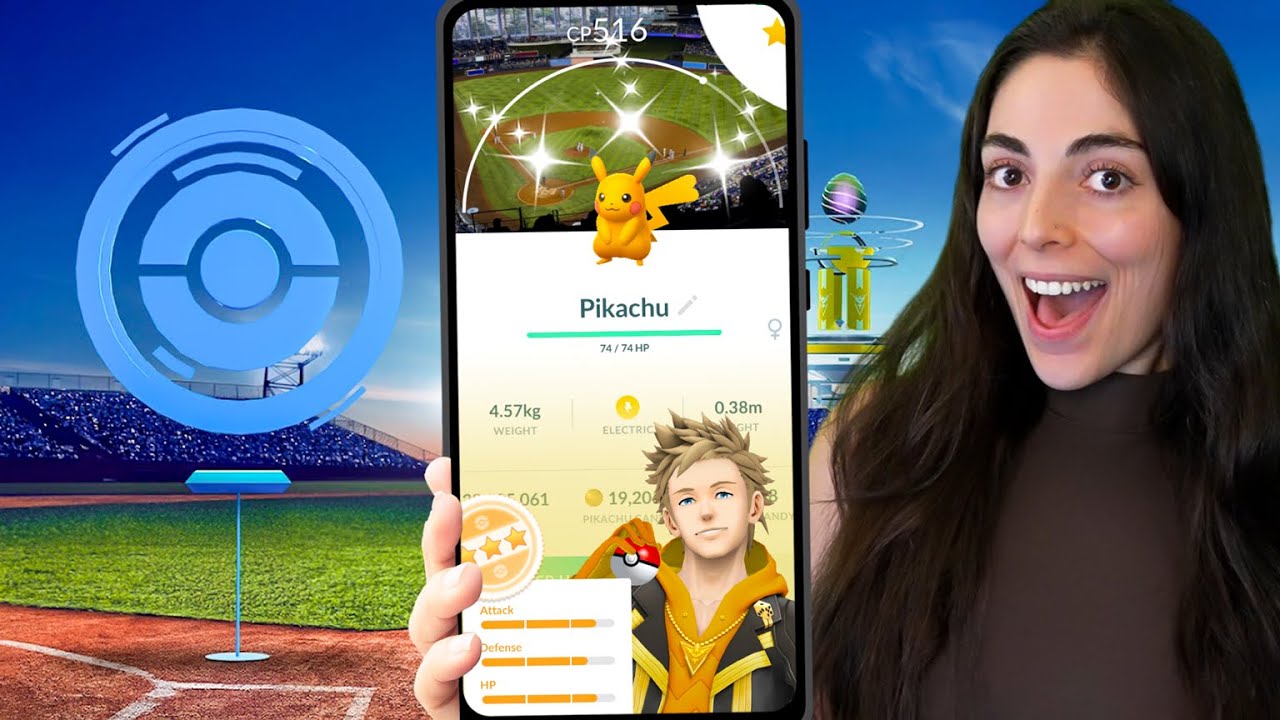 Shiny Pikachu With Baseball Background Caught! (Pokémon GO x MLB Event ...