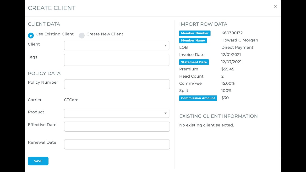 Create Clients and Policies From Commission Statement Imports - YouTube
