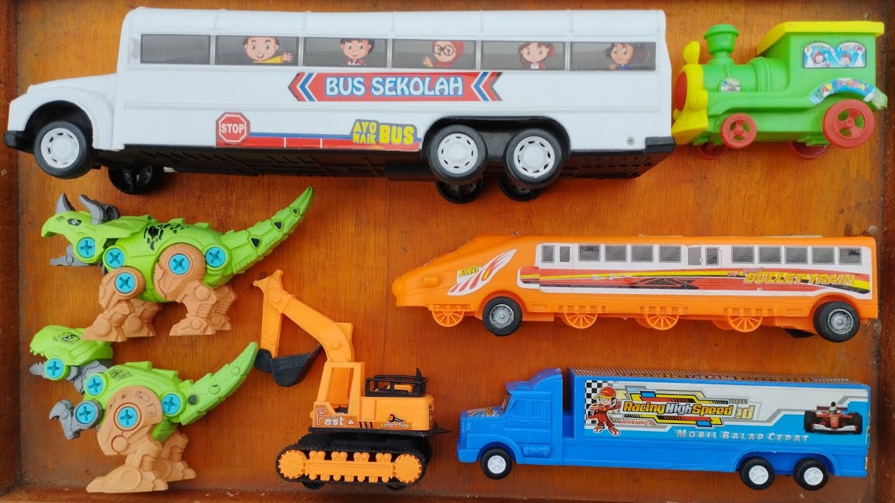 Ekskavator, Kereta Api Uap, Kereta Cepat, Dinosaurus T-Rex, School Bus ...