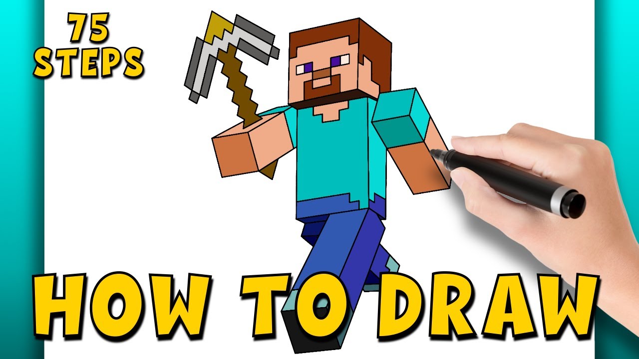 How To Draw Steve From Minecraft Step By Step Drawing Tutorial Youtube