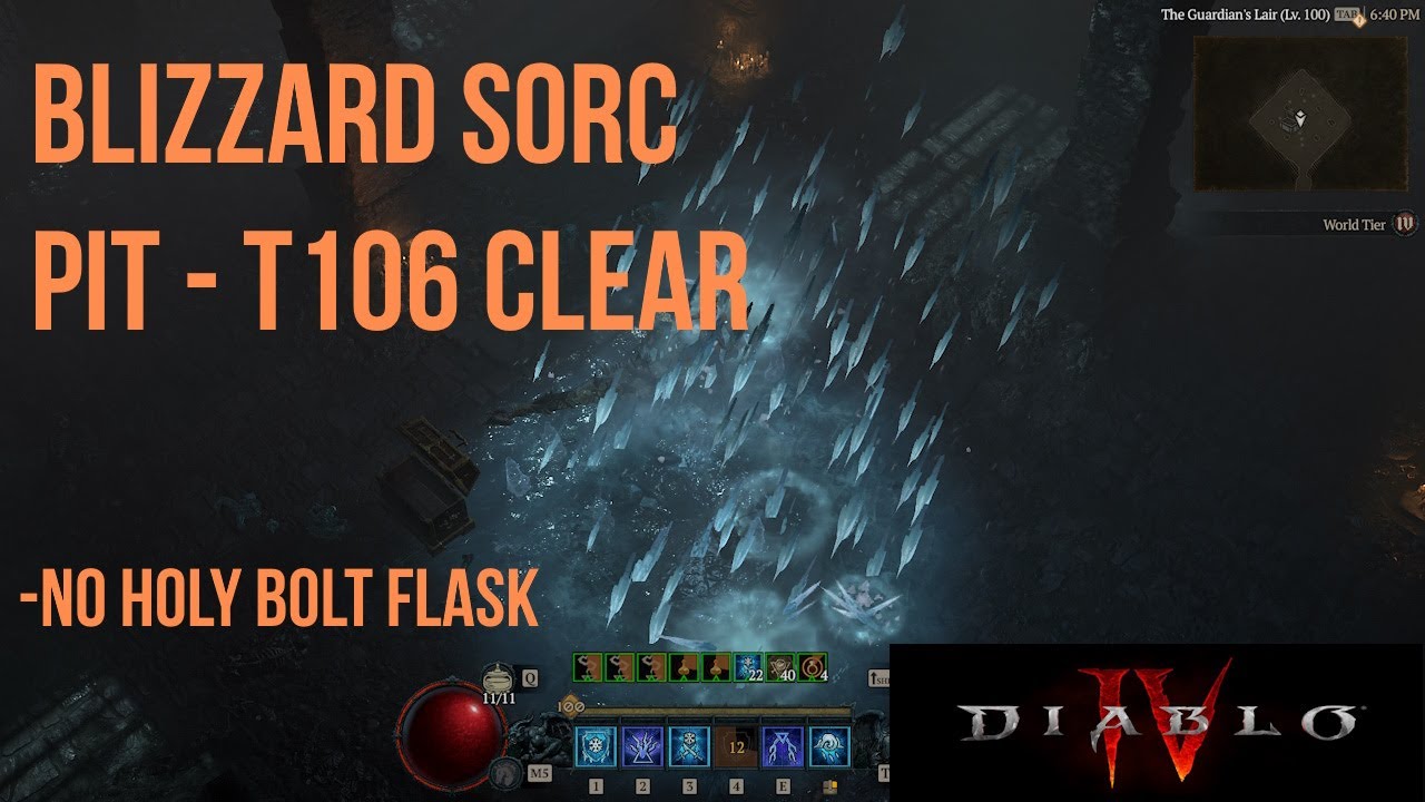 Diablo IV Season 4 - Pit 106 clear Blizzard Sorc (Gameplay only) - YouTube