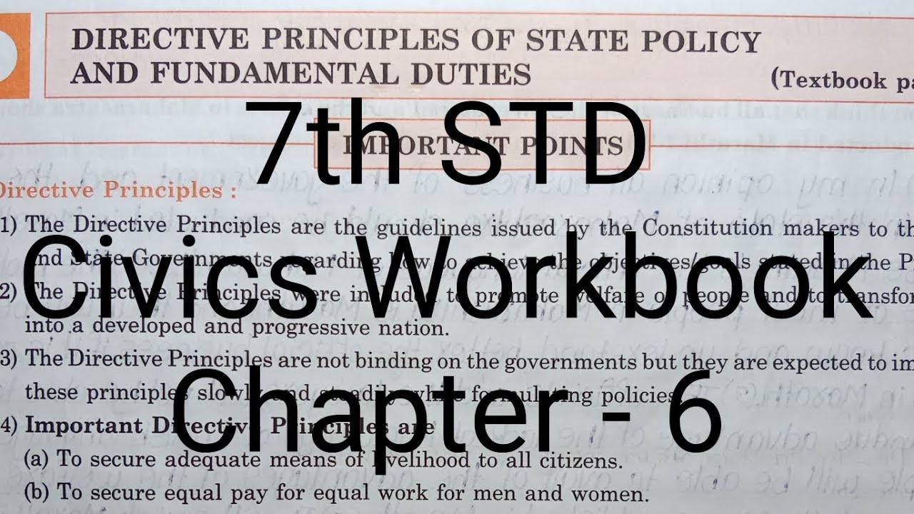 7th STD Civics Workbook Chp 6 Directive Principles Of State Policy And ...