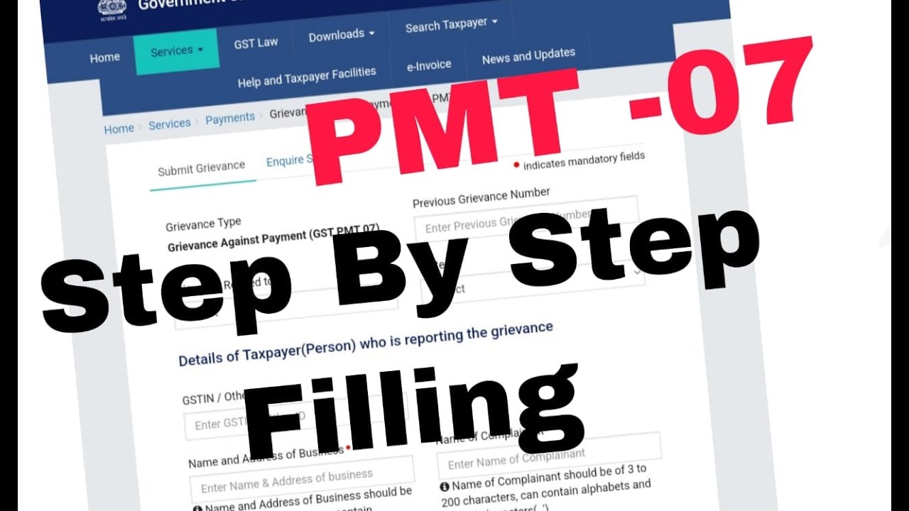 GST PMT 07 Filling Process II Return to Bank Account Process Starting ...