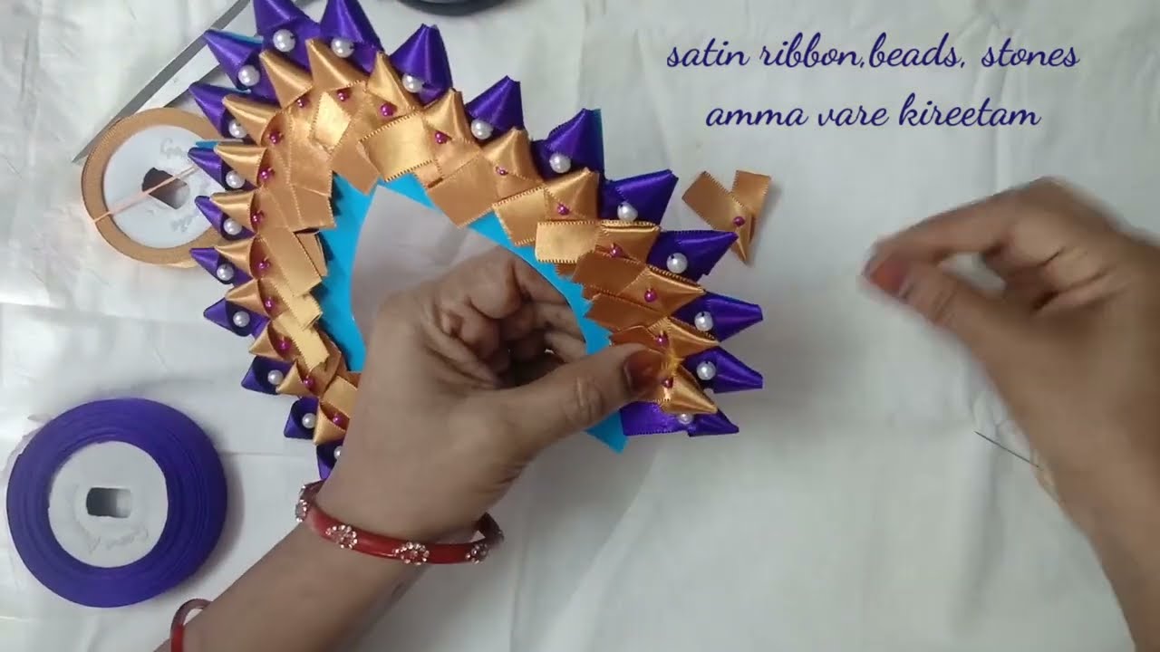 Satin Ribbon ,Stones Amma Vari Kireetam #decorationideas #decoration ...