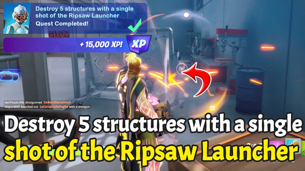 Destroy 5 structures with a single shot of the Ripsaw Launcher ...