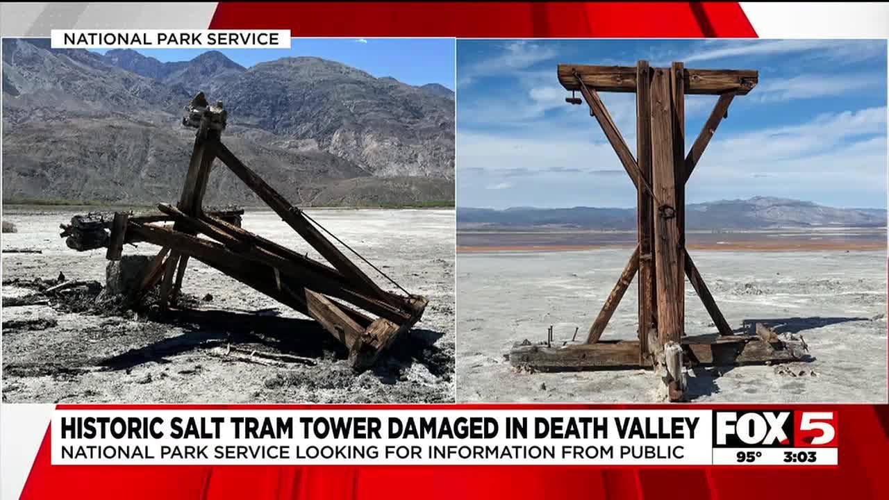 Death Valley historic salt tram tower damaged - YouTube