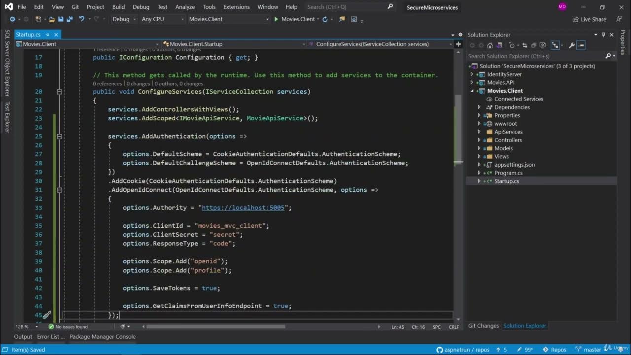 7.2 Build OpenId Connect Interactive Client for Movies Client MVC ...