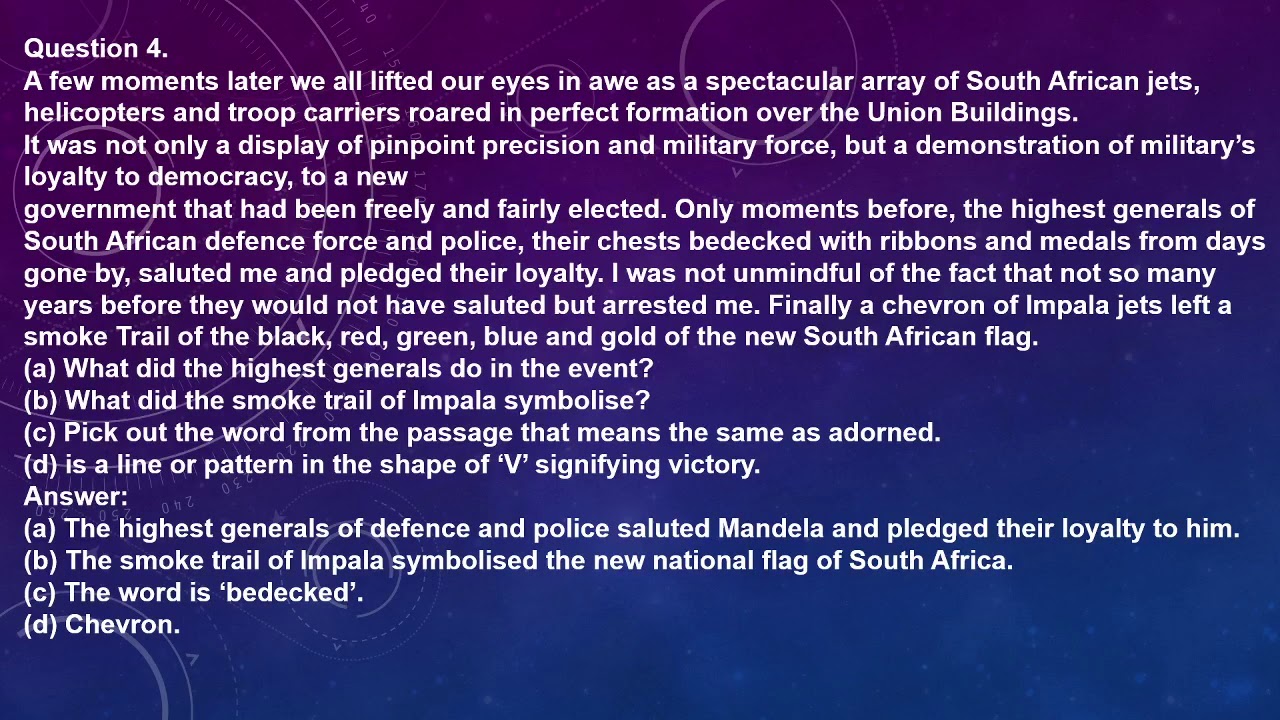 class 10 English 2 Nelson Mandela Extract Based Questions - YouTube