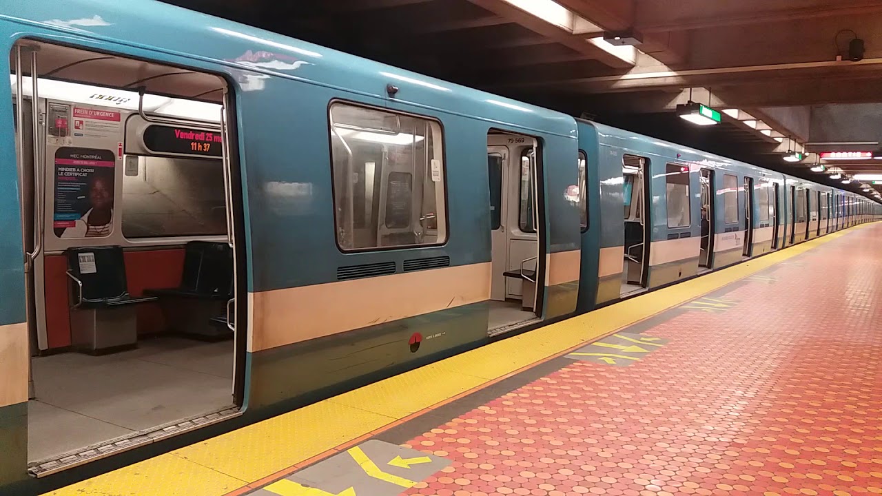 Montreal Metro MR-73 train set departing Station Lionel-Groulx - YouTube
