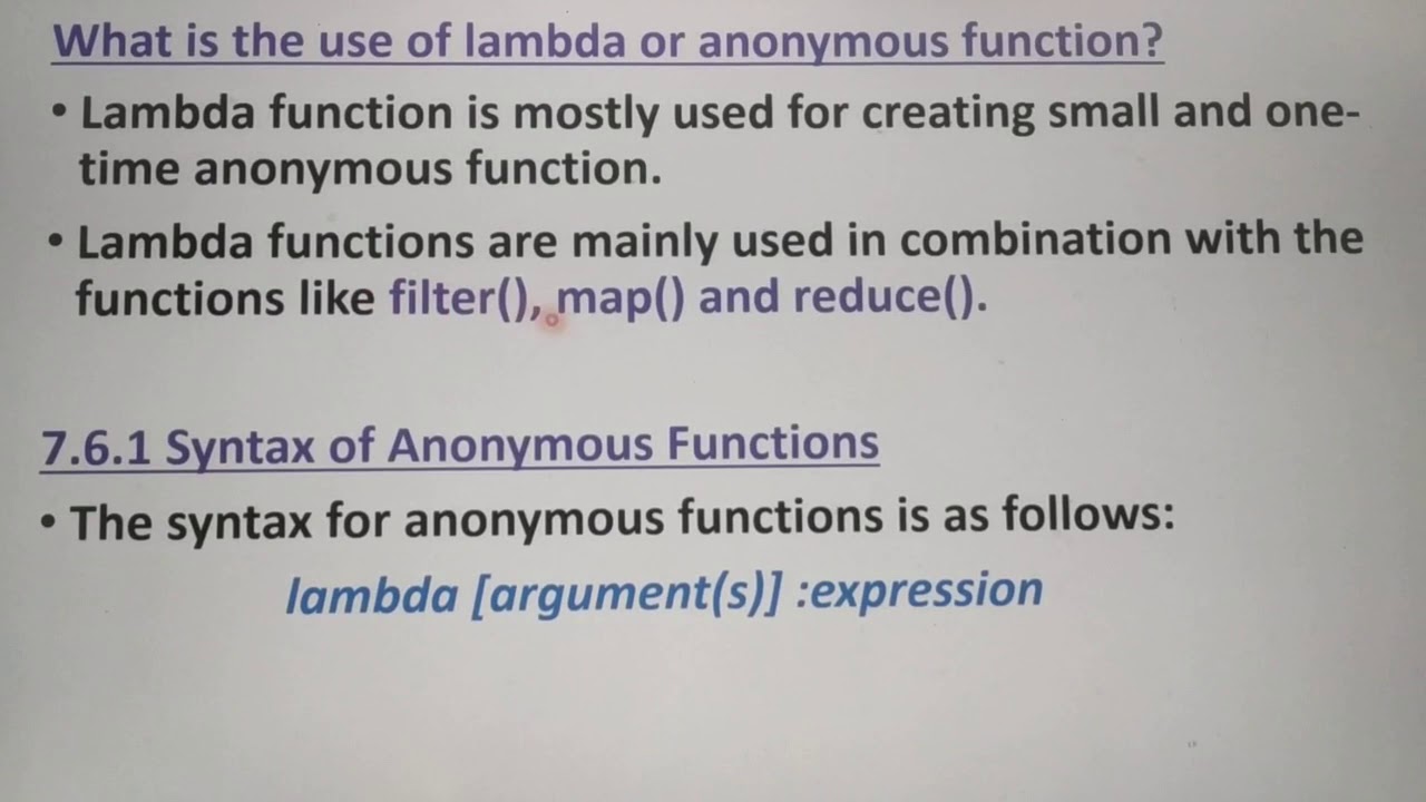 Anonymous Functions Or Lambda Functions In Python Part 4 In Tamil 4653