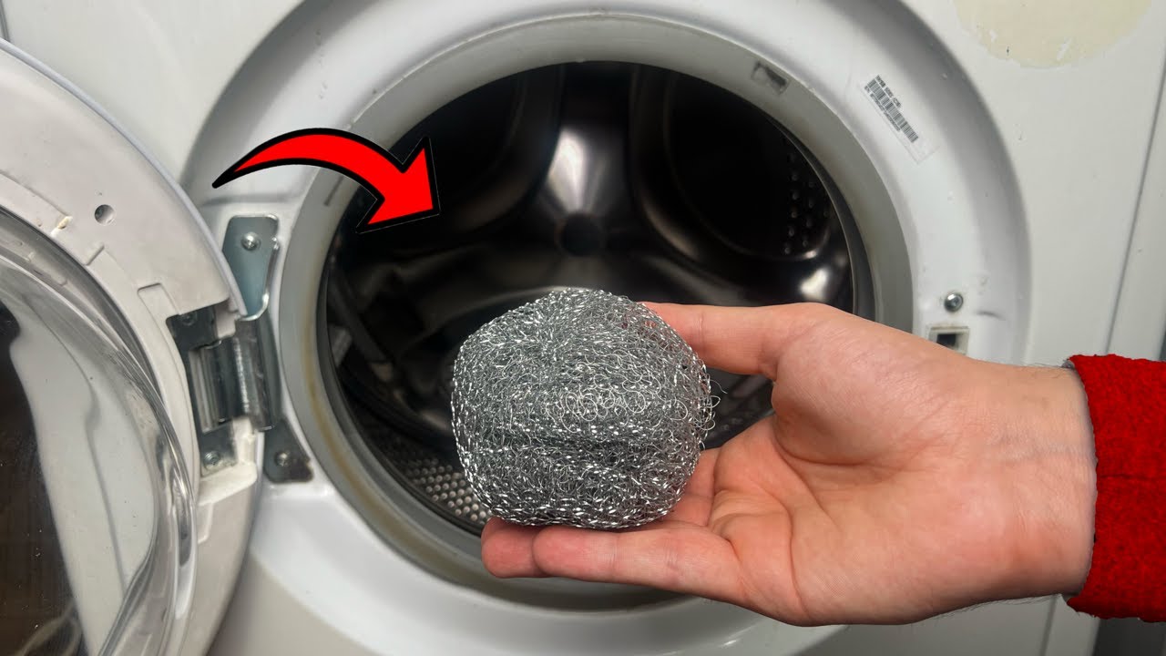 Put a tin sponge in the washing machine once! Clear it forever! - YouTube