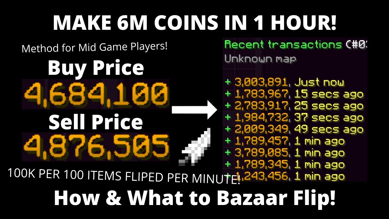 MAKE 6M IN AN HOUR! Money Making Method! How to Bazaar Flip! | Hypixel ...