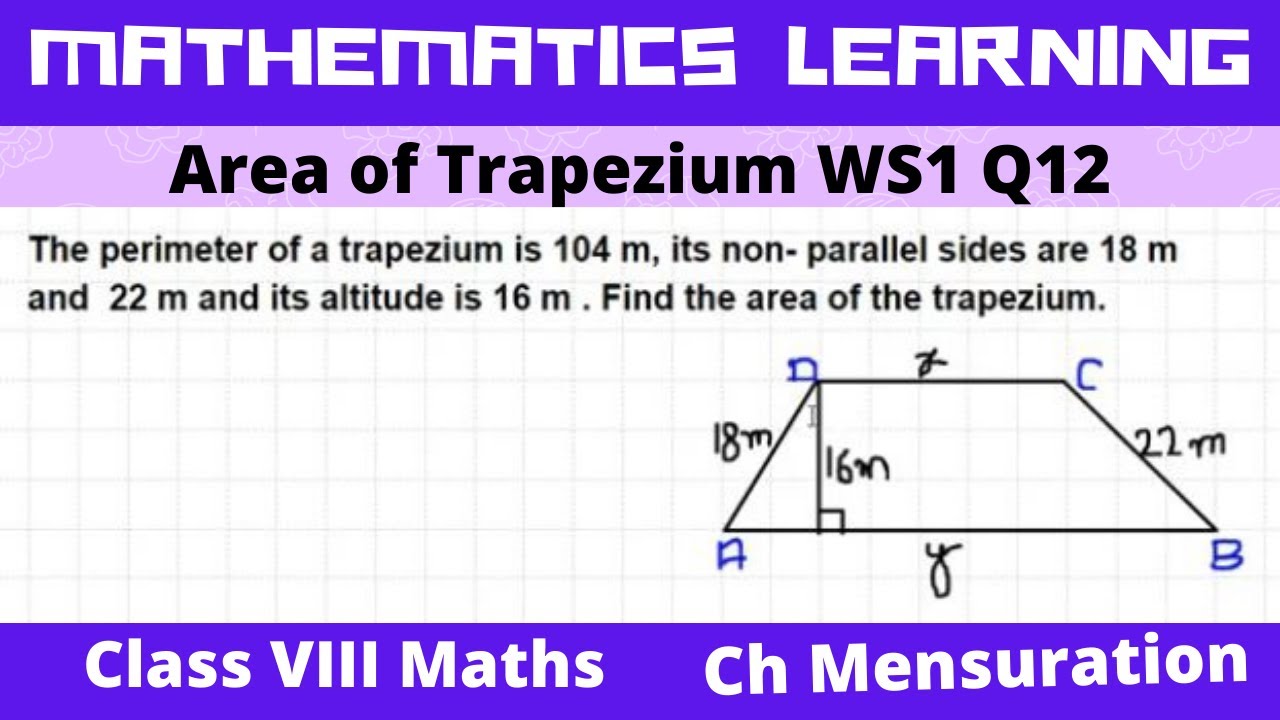 Class 8 DAV | Mensuration WS1Q12 | Perimeter of a trapezium is 104 m ...