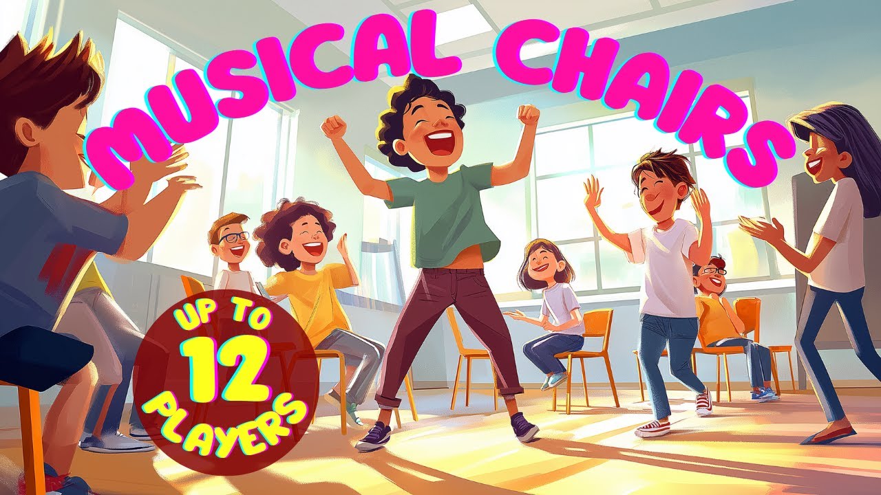 Musical Chairs Song For Children | Up To 12 Players ! | Freeze Dance ...