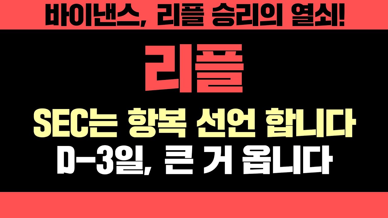 리플 바이낸스 리플 승리의 열쇠 Sec는 항복 선언 합니다 D 3일 큰 거 옵니다 리플리플코인전망 리플코인호재
